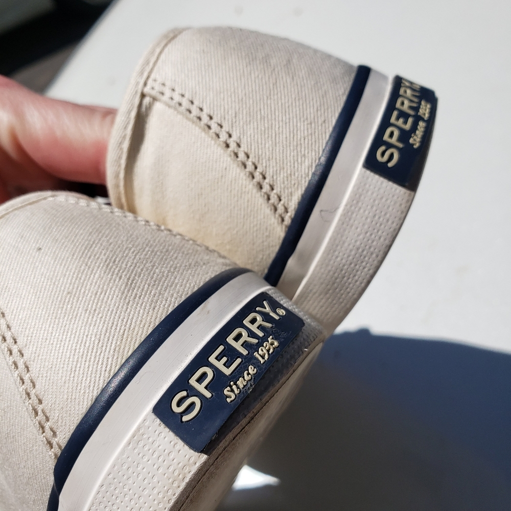 Sperry Canvas Boat Shoes Cream With Leather Laces - S… - Gem